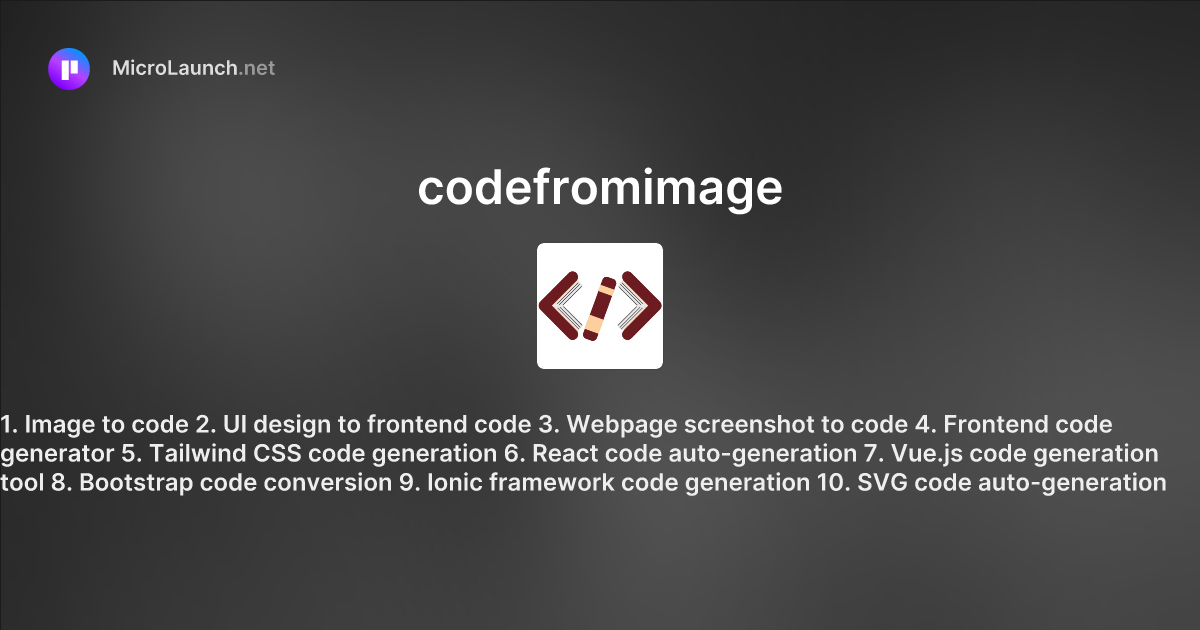 Codefromimage is now on Microlaunch
