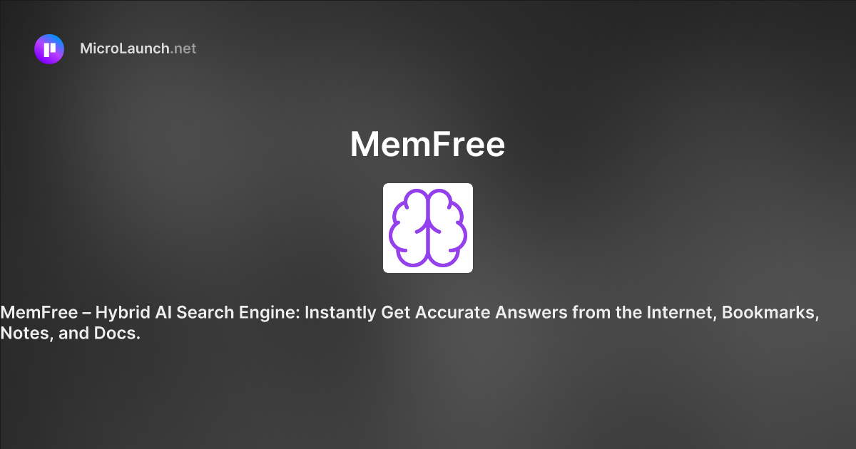 MemFree is now on Microlaunch